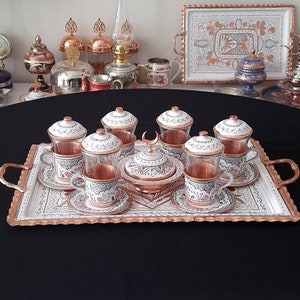 Turkish Tea Set Copper, Copper Tea Set, Unique Teapot Set, Copper Tea ...