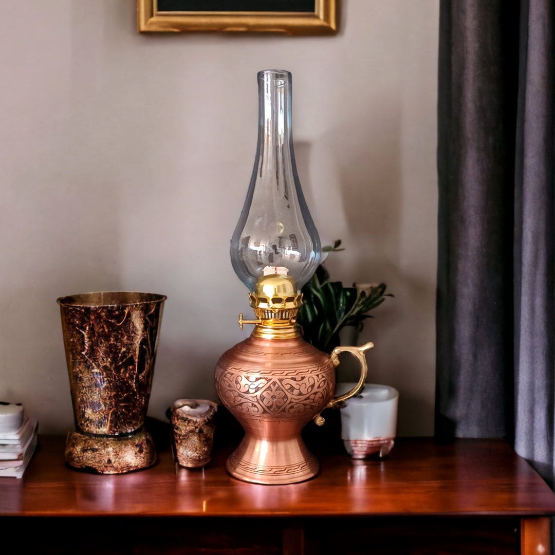 Copper Oil Lamp Victorian Oil Lamp Kerosene Lamp Art Deco - Etsy