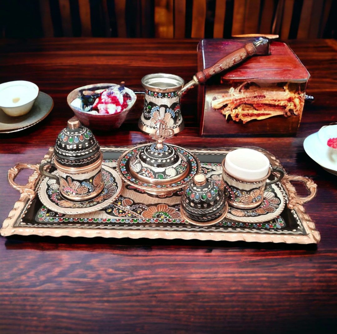 Turkish Coffee Set Copper, Arabic Coffee Set, Copper Coffee Set ...