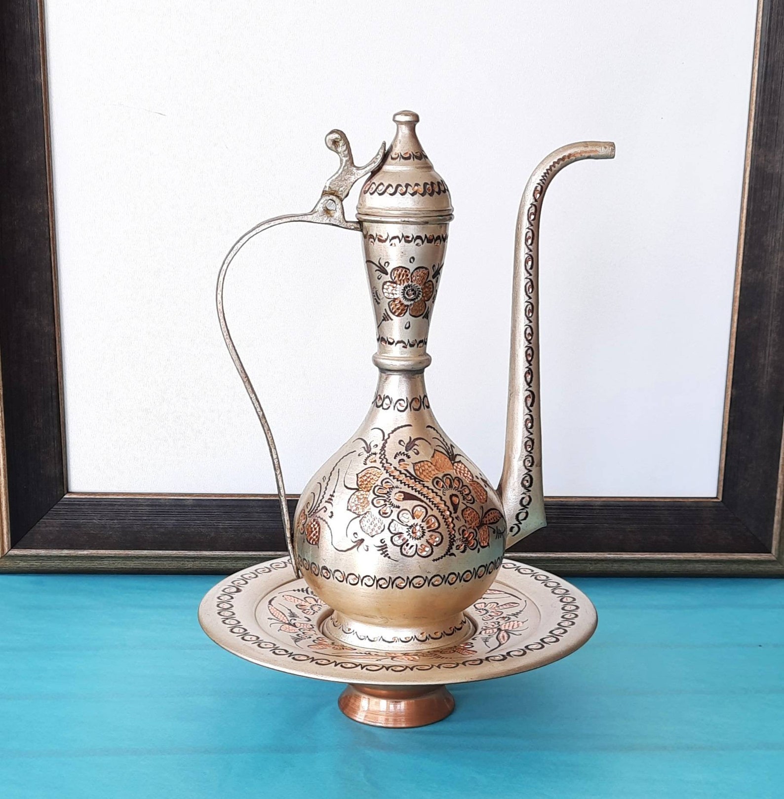 Decorative Copper Ewer, Housewarming Gift, Copper Decor, Rustic Art ...