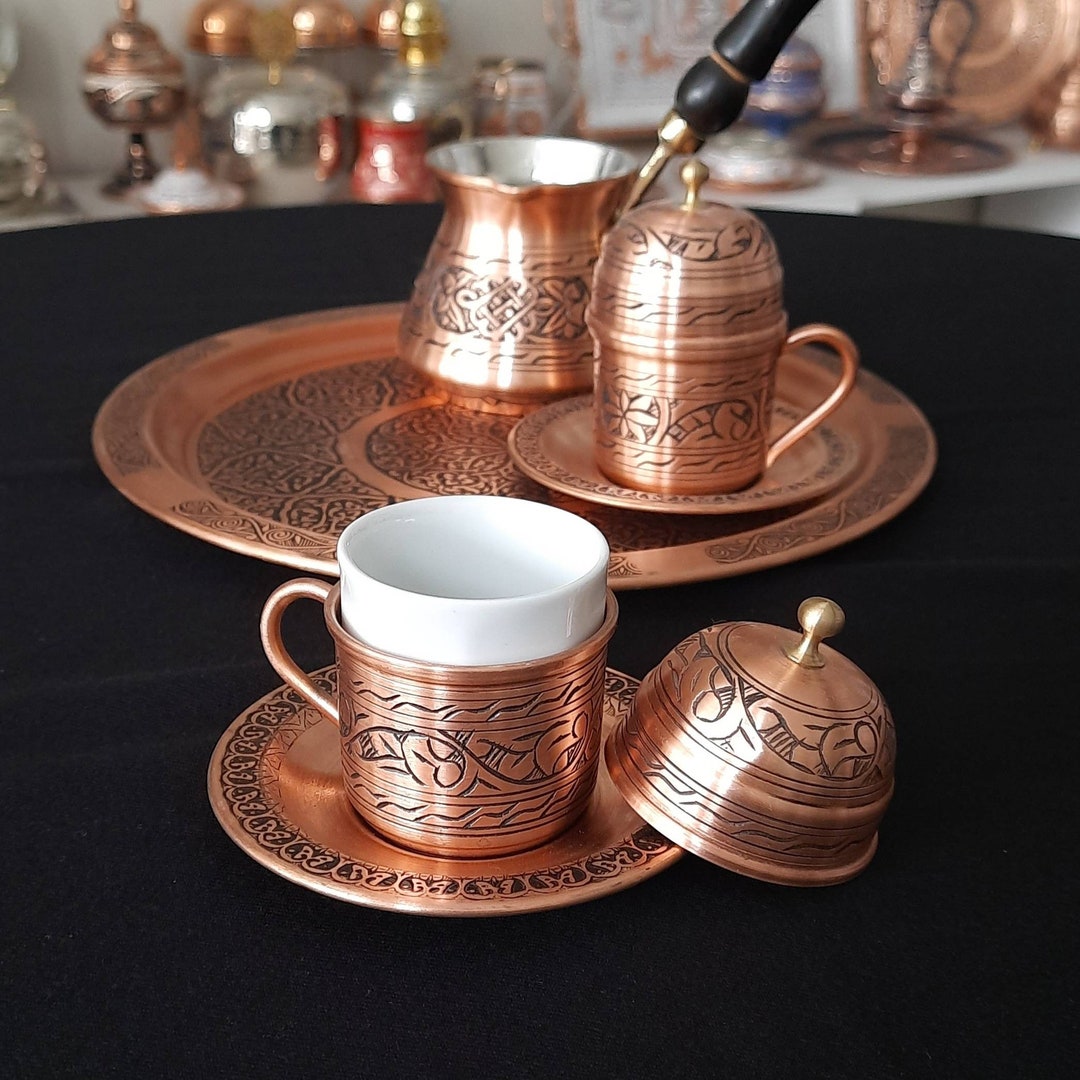 Turkish Coffee Set Copper Coffee Pot Arabic Coffee Set - Etsy