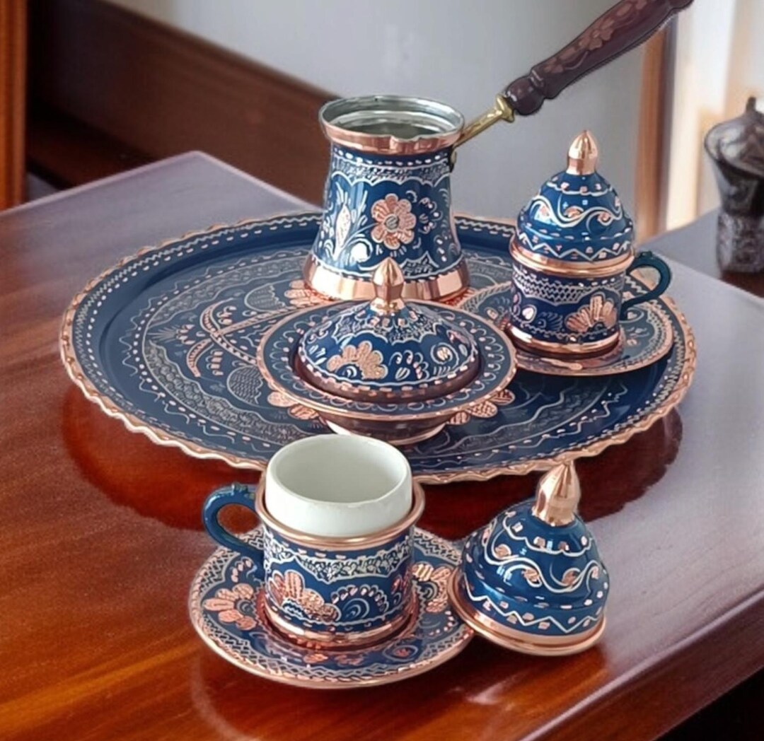 Turkish Coffee Set, Turkish Coffee Cup Set, Arabic Coffee Set, Copper ...