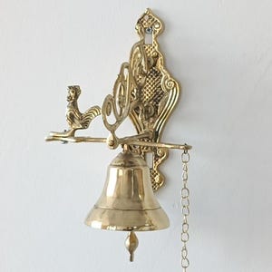 Brass Doorbell: Hanging Pull Bell, Wall Mounted Temple Bell - Etsy