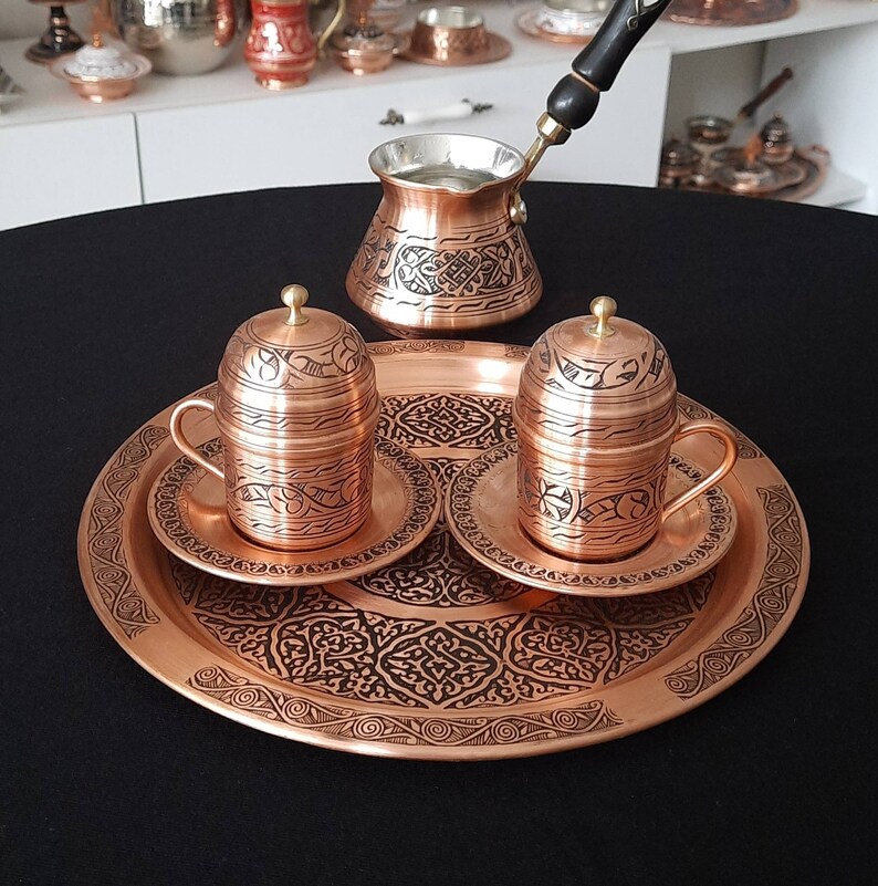Turkish Coffee Set Copper Coffee Pot Arabic Coffee Set - Etsy
