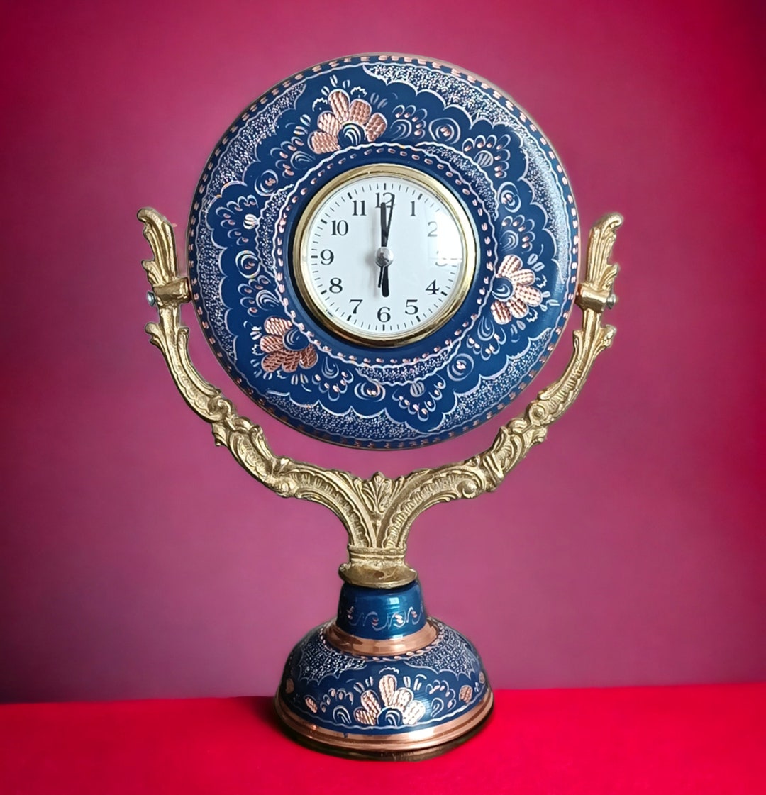 Decorative Copper Table Clock: Handcrafted Brass Accents - Etsy