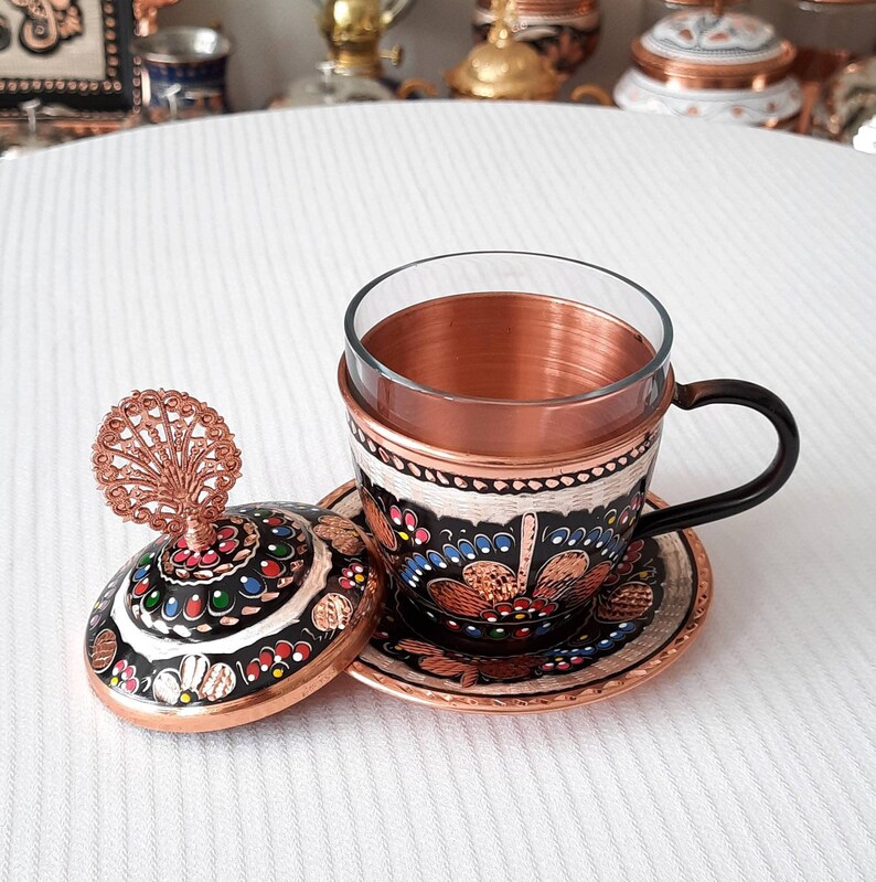Turkish Tea Cups Copper, Coffee Cup, Cappucino Cup and Saucer, Expresso ...