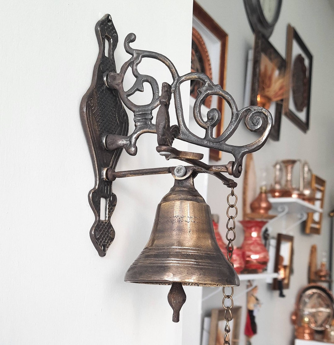 Door Bell, Brass Door Bell, Hanging Door Bell, Bell Pull, Wall Mounted ...