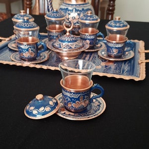 Turkish Tea Set Copper, Turkish Tea Glasses, Copper Tea Cups, Tea Pot ...
