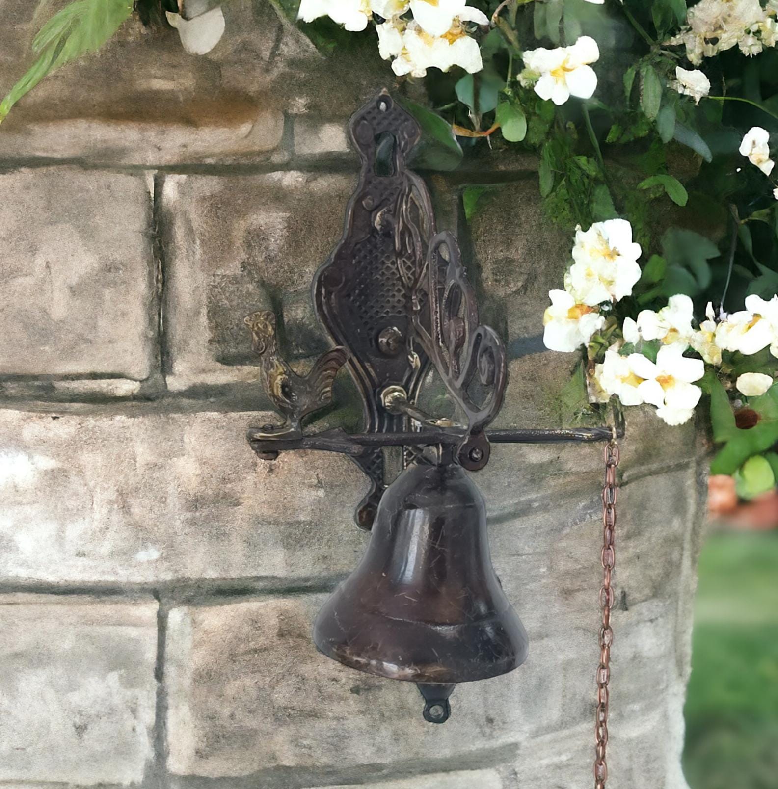 Door Bell, Brass Door Bell, Hanging Door Bell, Bell Pull, Wall Mounted ...