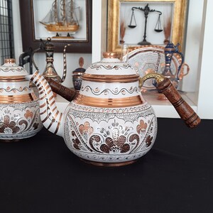 Turkish Tea Pot Set, Turkish Teapot, Copper Teapot Set, Unique Copper ...