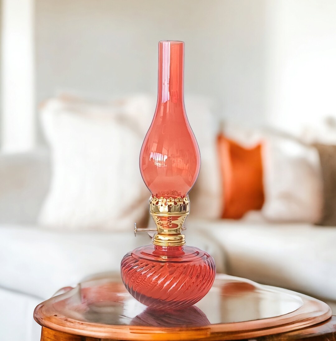 Glass Oil Lamp, Ornate Oil Lamp, Decorative Kerosene Lamp, Table Decor ...