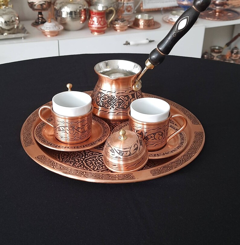 Turkish Coffee Set Copper Coffee Pot Arabic Coffee Set - Etsy
