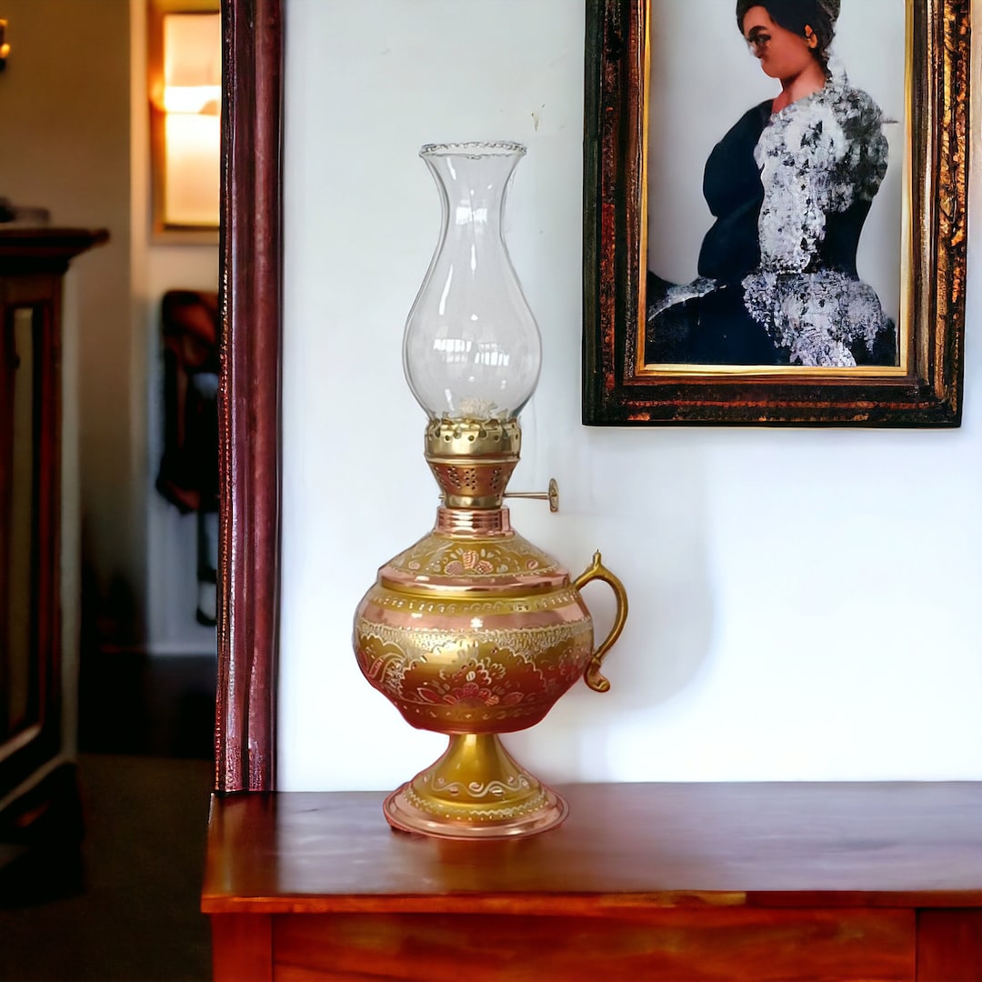 Copper Oil Lamp, Victorian Oil Lamp, Kerosene Lamp, Unique Home Decor ...