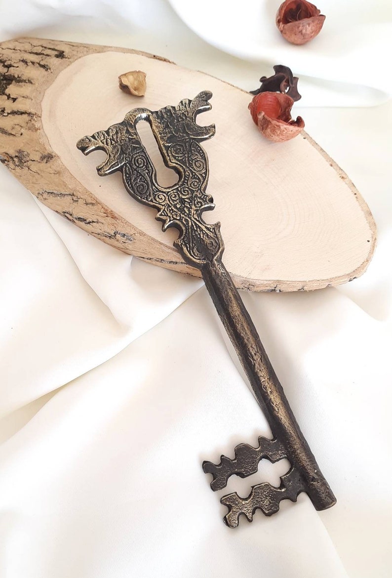 Large Decorative Skeleton Key Brass Skeleton Key Victorian | Etsy