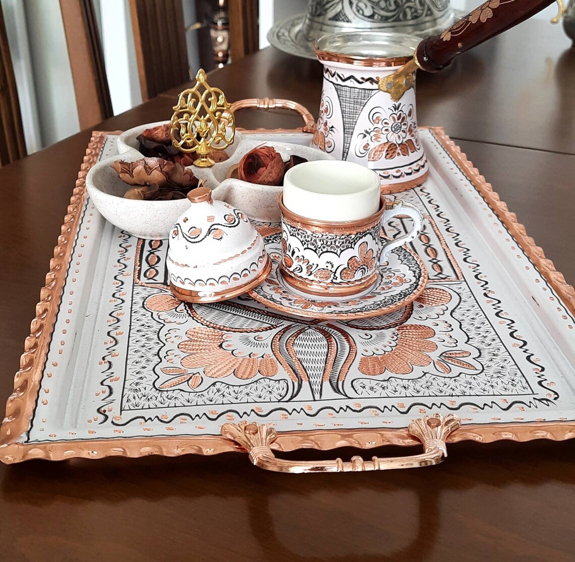 Turkish Tray Turkish Serving Tray Copper New Favors Copper - Etsy