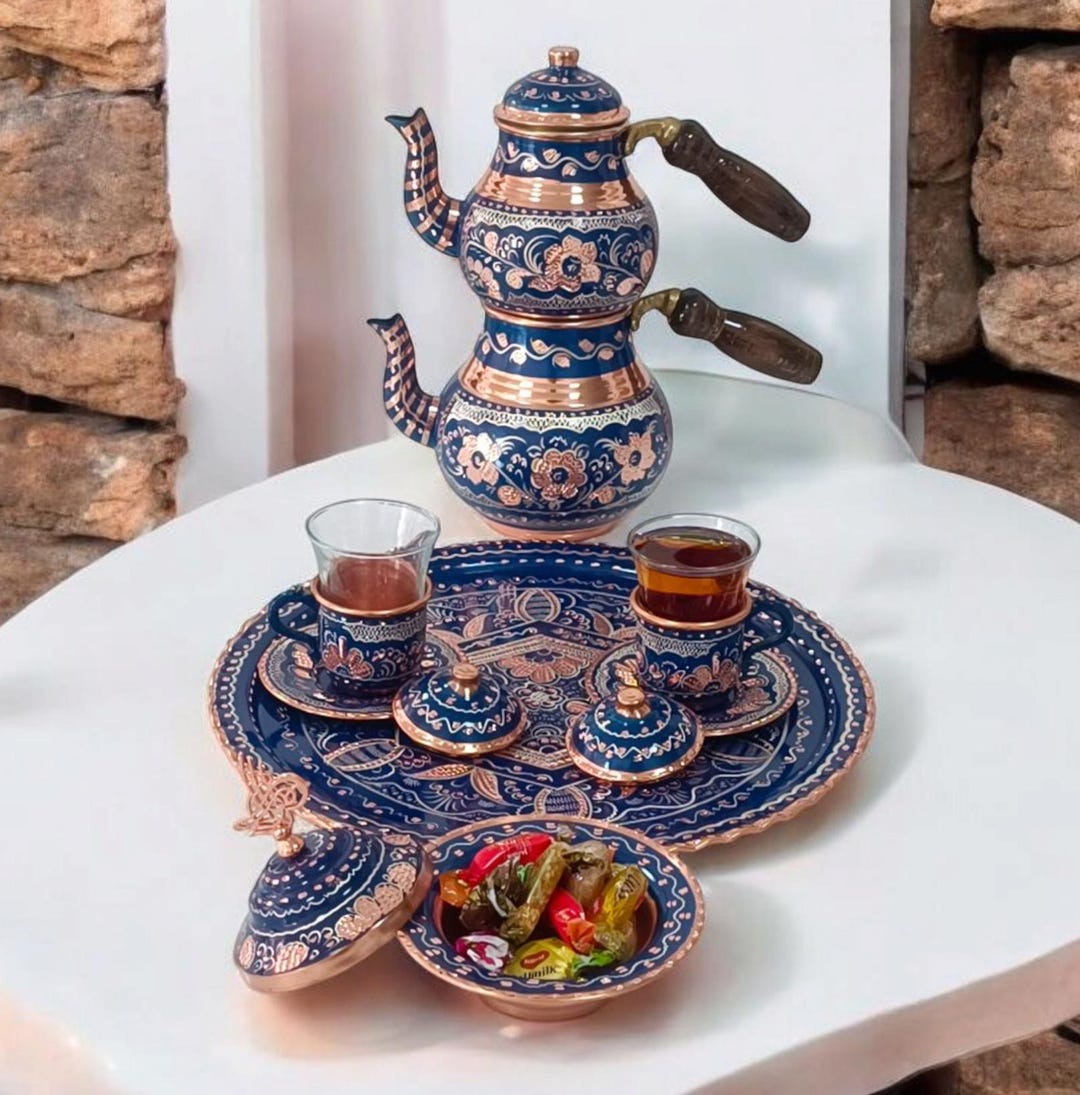 Turkish Tea Set Copper, Copper Tea Cups, Copper Tea Set, Home Gifts ...
