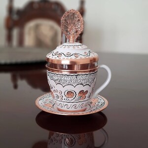 Copper Tea Cups, Turkish Tea Cup, Coffee Cup, Cappucino Cup and Saucer ...