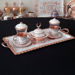 Turkish Tea Set Copper, Copper Tea Set, Unique Teapot Set, Copper Tea ...