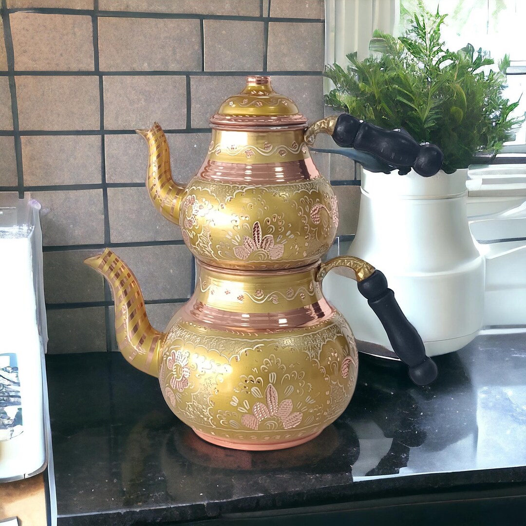 Turkish Tea Pot Set, Turkish Teapot, Copper Tea Pot Set, Unique Copper ...