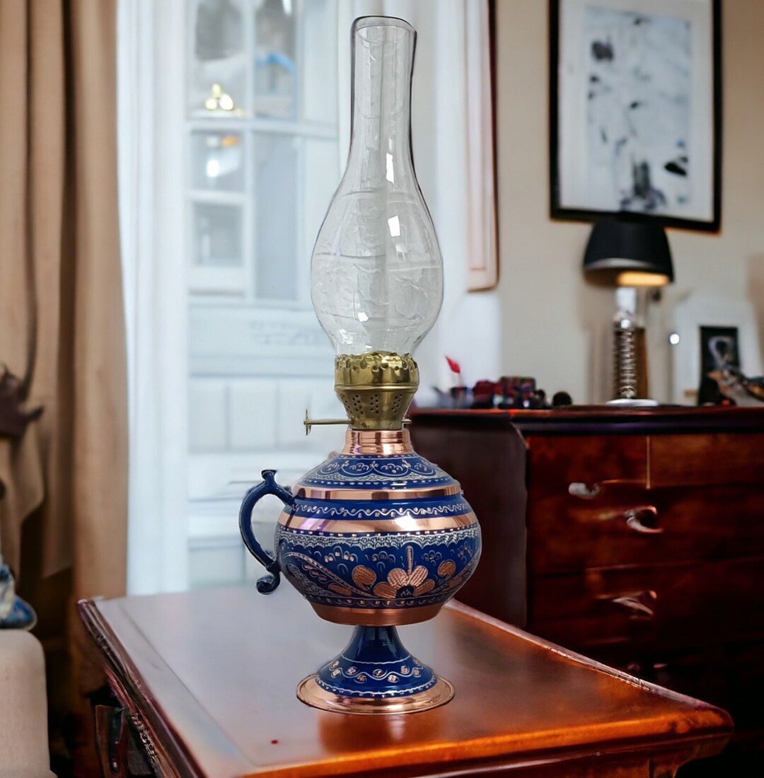Copper Oil Lamp, Victorian Oil Lamp, Art Deco Oil Lamp, Luxury Home ...