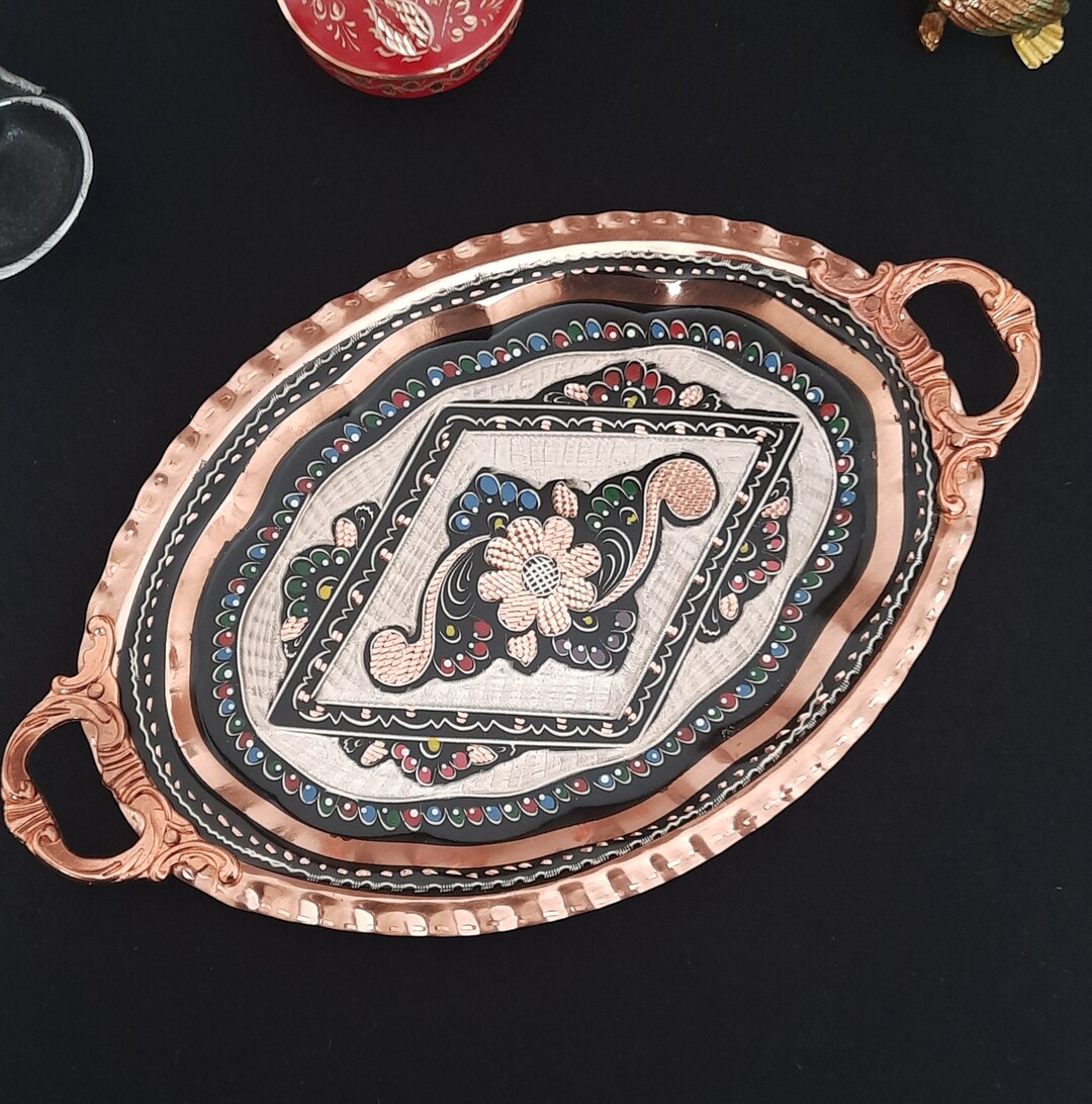 Copper Tray, Turkish Tray, Decorative Serving Tray, Housewarming Gift ...