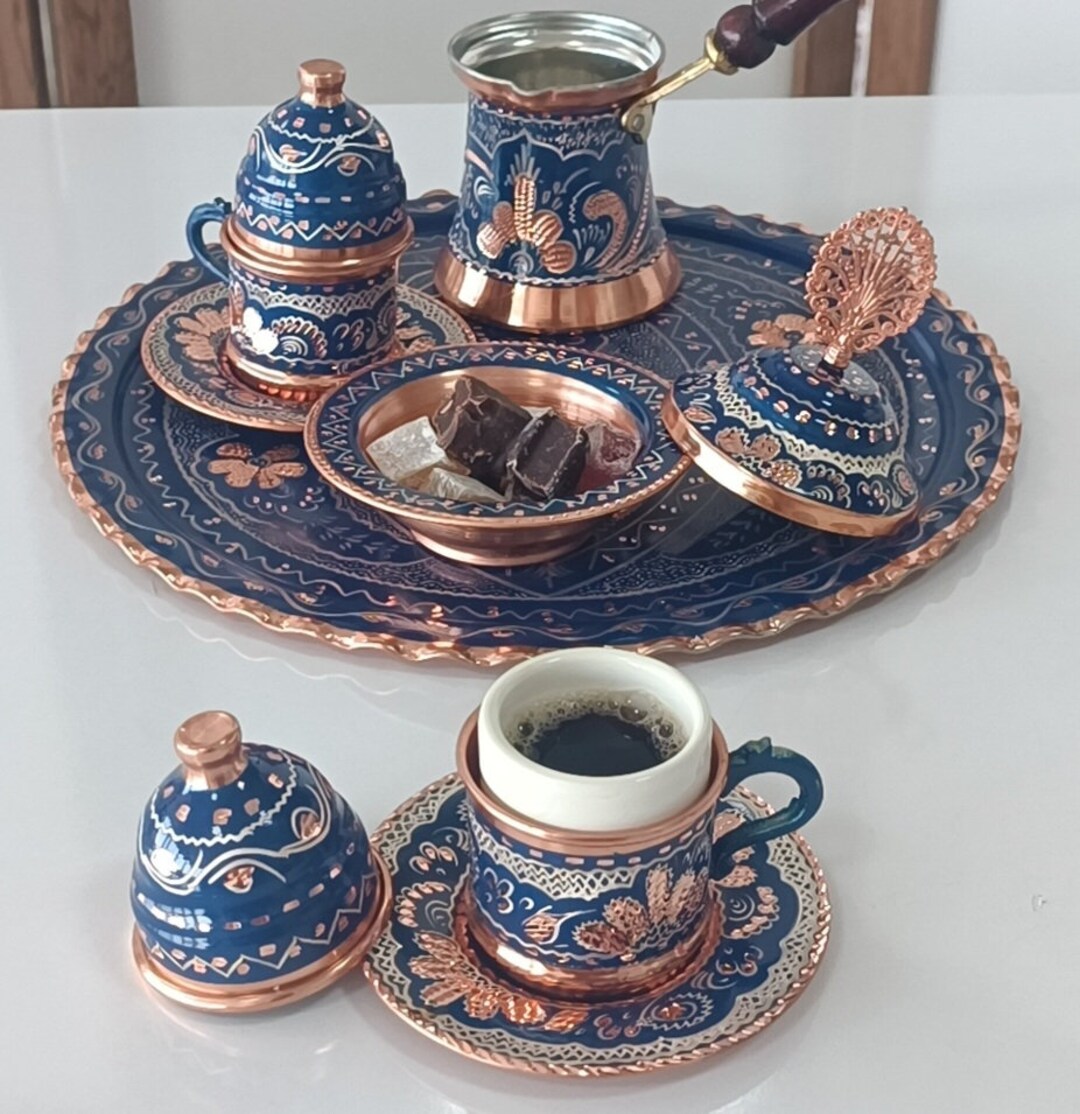 Turkish Coffee Set, Turkish Coffee Cup Set, Turkish Coffee Pot, Arabic Coffee Set, Copper Coffee ...