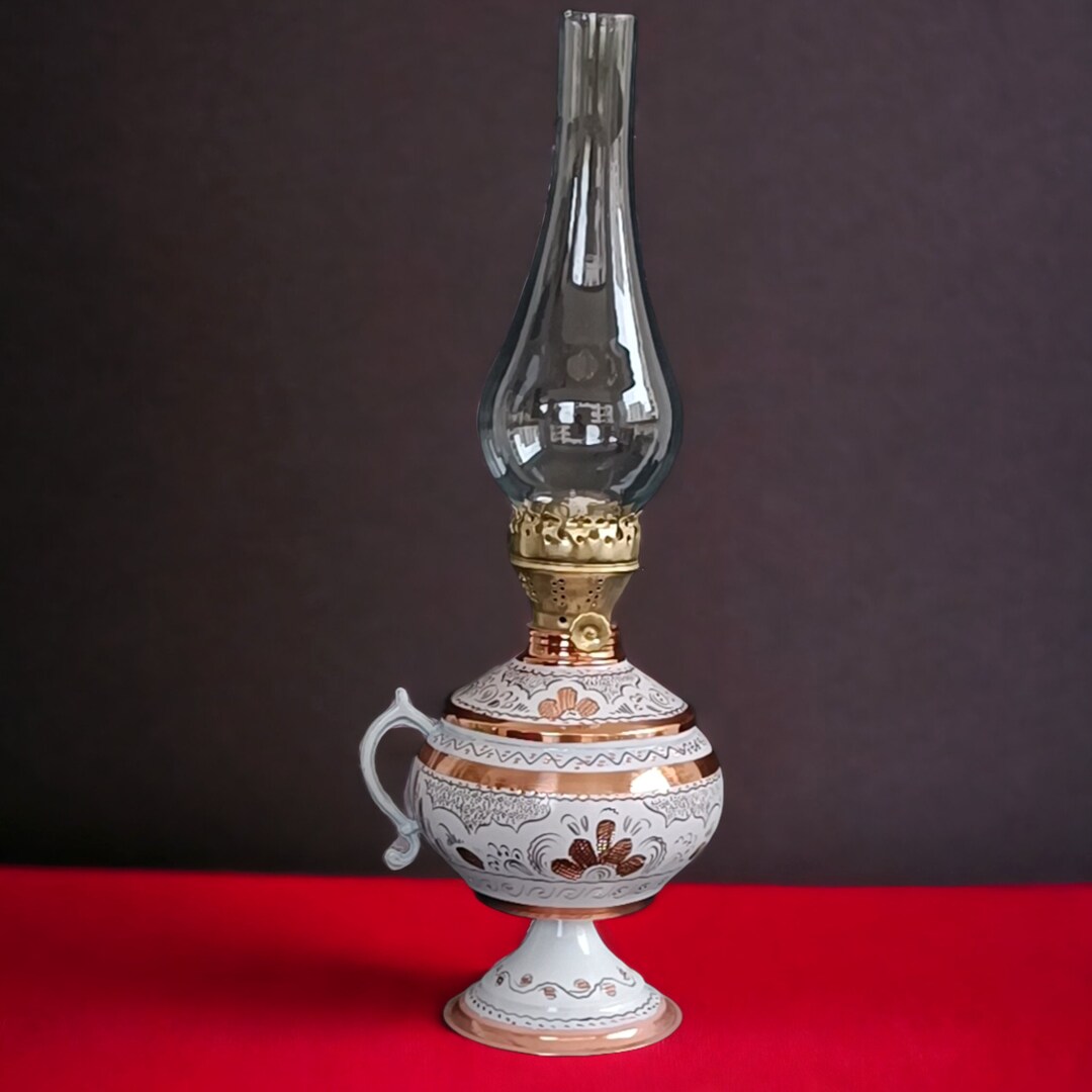 Copper Oil Lamp, Victorian Oil Lamp, Art Deco Oil Lamp, Bohemian Decor ...