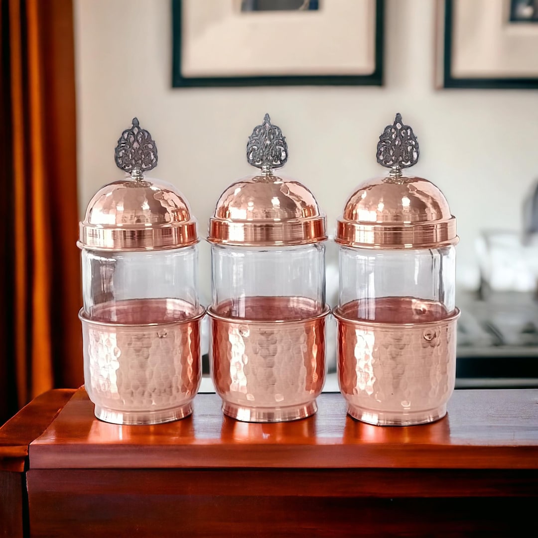 Copper Jars With Lids, Copper Canisters, Housewarming Gifts, Candy Jars ...
