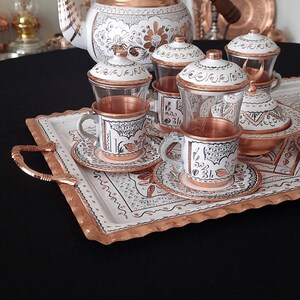 Turkish Tea Set Copper, Copper Tea Set, Copper Tea Cups, Copper Tea Pot ...
