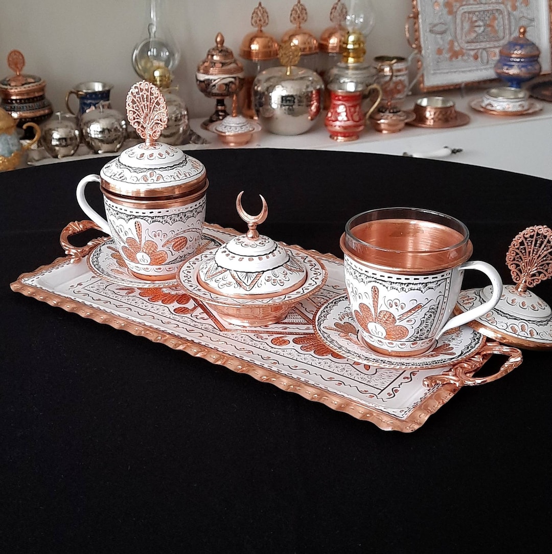 Turkish Tea Set, Turkish Tea Cups, Copper Tea Set, Expresso Cups ...