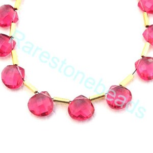 10 Pieces Rubylite Quartz, Drilled Gemstone, AAA Quality Gemstone, Ruby ...