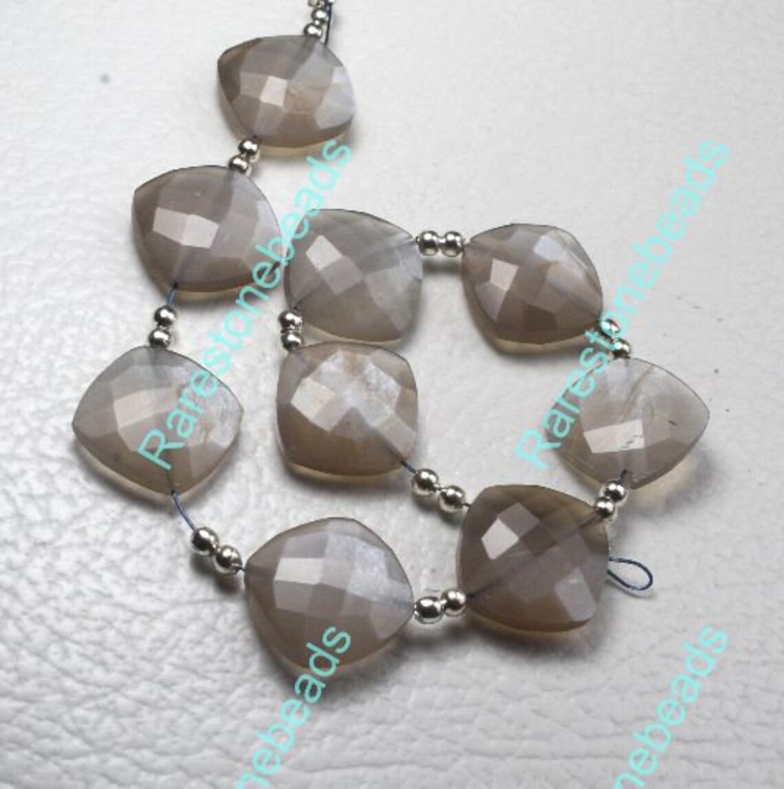 10 Pieces Natural Grey Moon Stone Cushion Shape Gemstone - Etsy