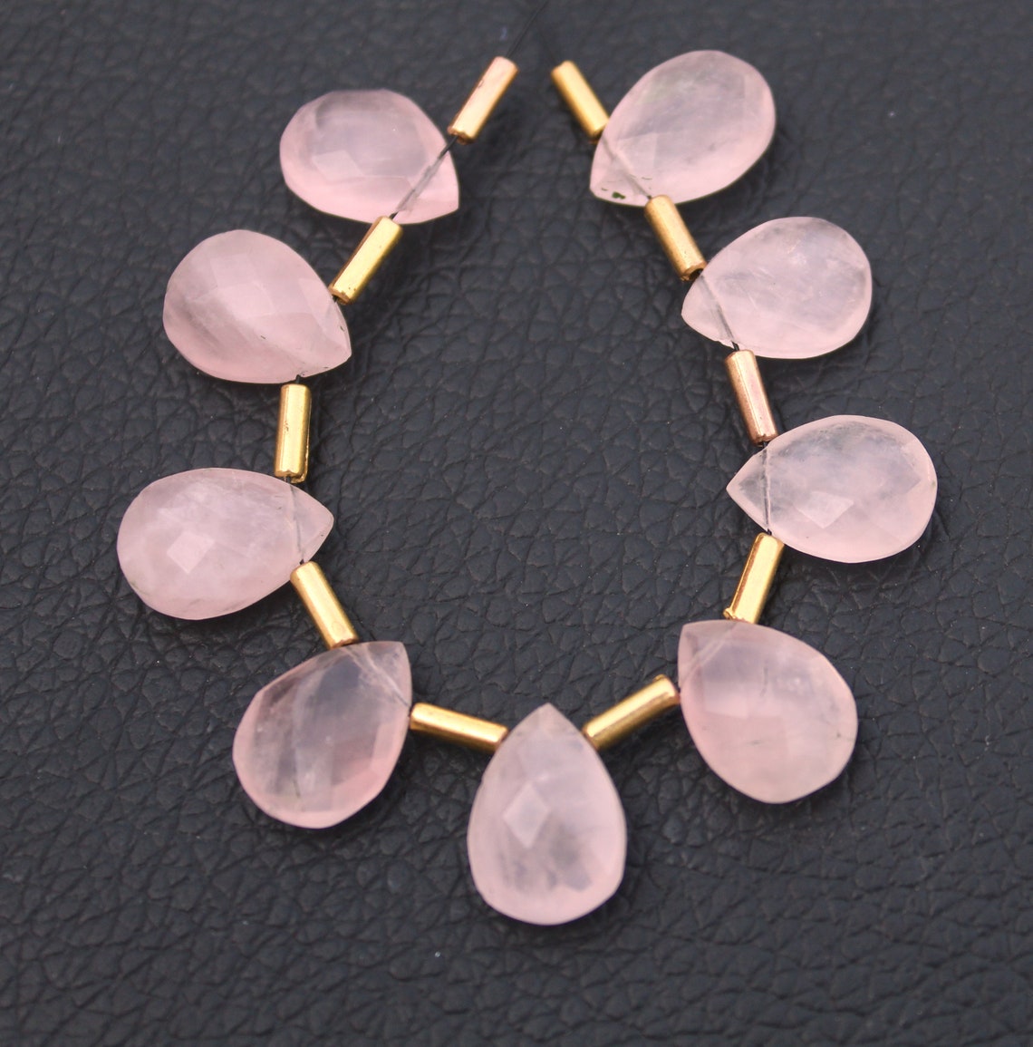 10 pieces natural rose quartz gemstone pear drilled gemstone | Etsy