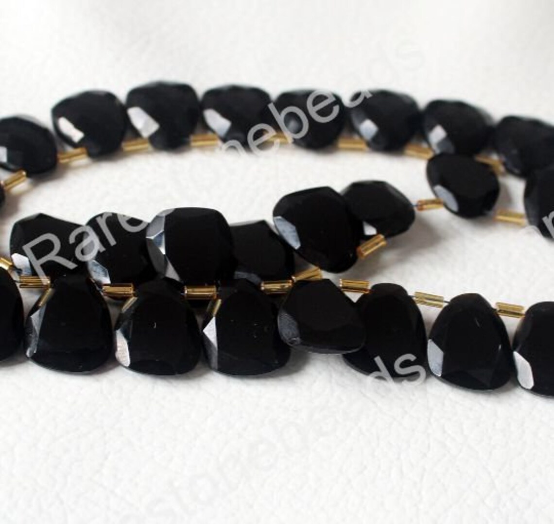10 Pieces Natural Black Onyx Gemstone Top Drilled Gemstone - Etsy