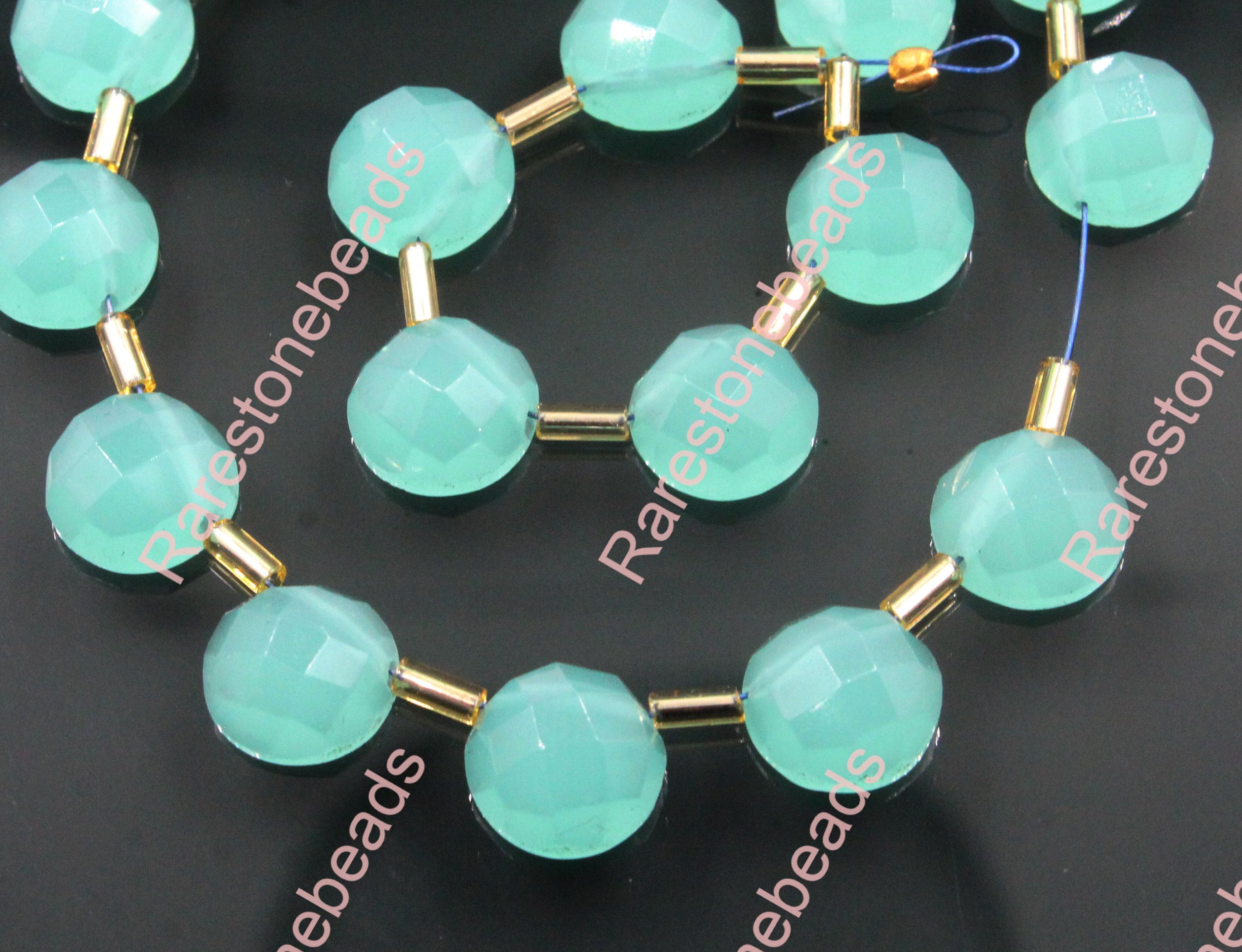 10 Pieces Aqua Chalcedony quartz Top drilled gemstone One | Etsy