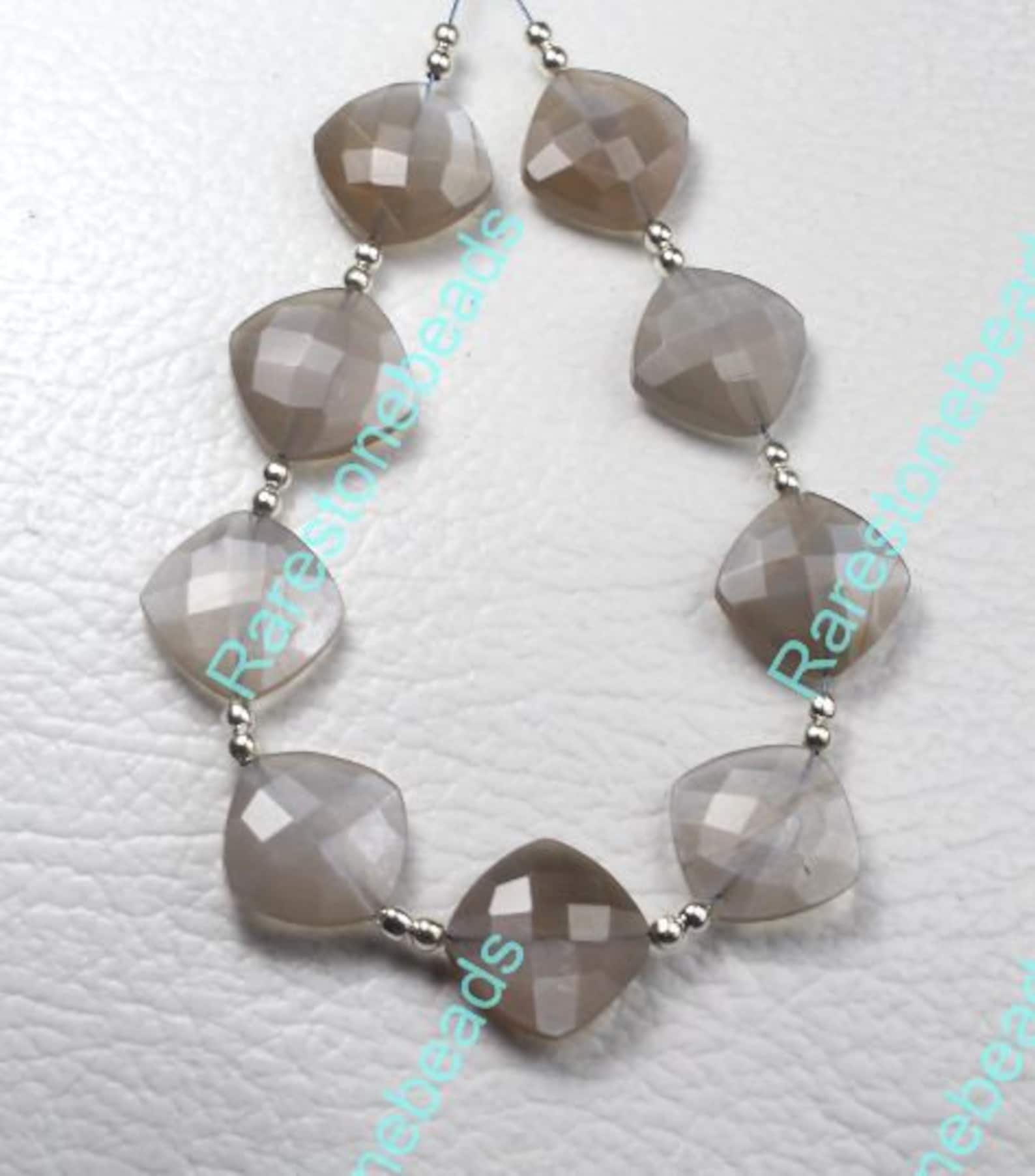 10 Pieces Natural Grey Moon Stone Cushion Shape Gemstone - Etsy