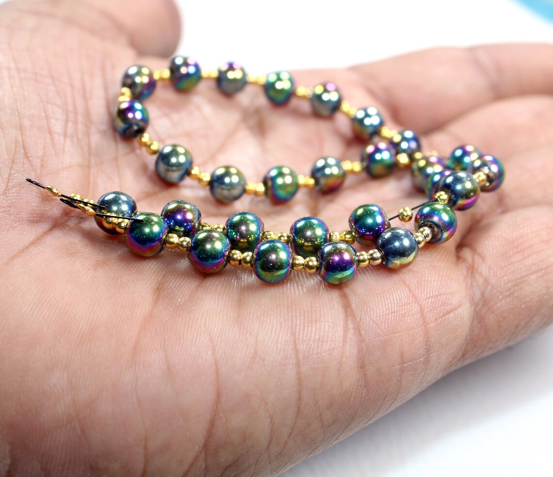 20 pieces Coated titanium beads smooth gemstone beads coated | Etsy