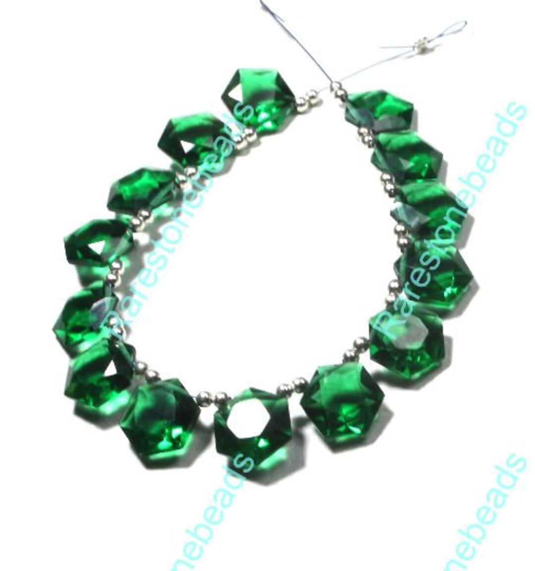 10 Pieces Emerald Quartz Gemstone, Drilled Gemstone, Hexagon Shape ...