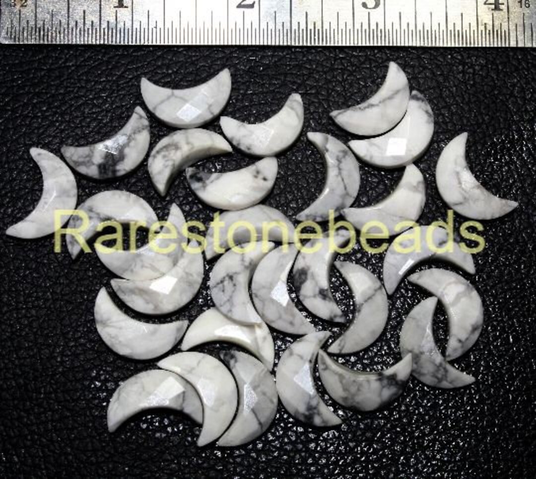 10 Pieces Natural Howlite Gemstone, Crescent Moon, Loose Carving ...