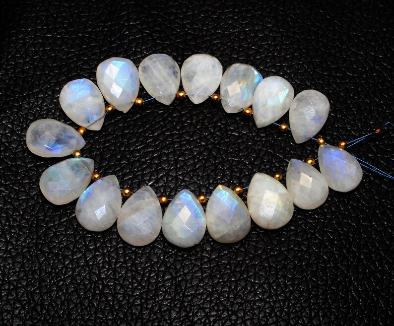 10 pieces natural rainbow moon stone drilled gemstone | Etsy