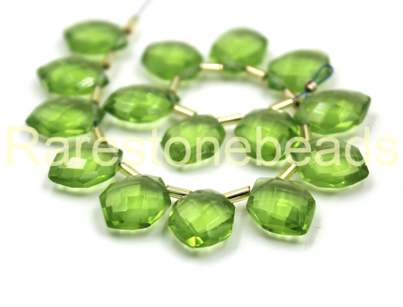 Peridot Quartz, 10 Pieces, Top Drilled Gemstone, Rhombus Shape Stone ...