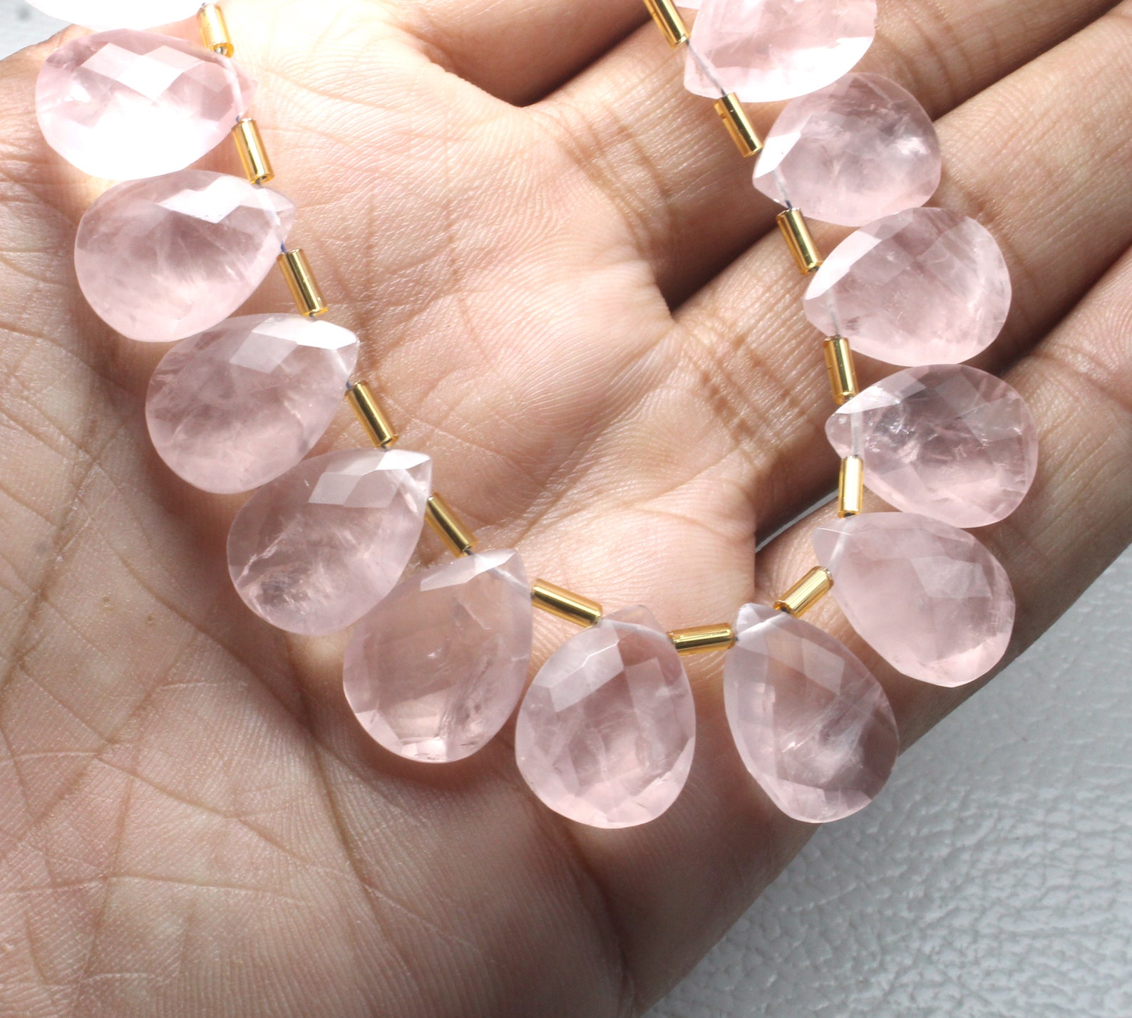 10 pieces natural rose quartz gemstone drilled gemstone | Etsy