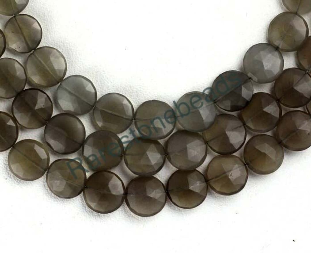 Grey Moon Stone, 15 Pieces, Natural Gemstone, Faceted Gemstone, Drilled ...