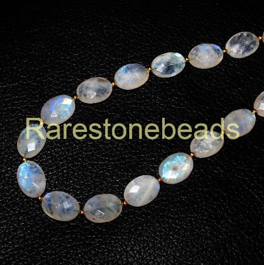 10 Pieces Natural Rainbow Moon Stone Oval Shape Faceted | Etsy
