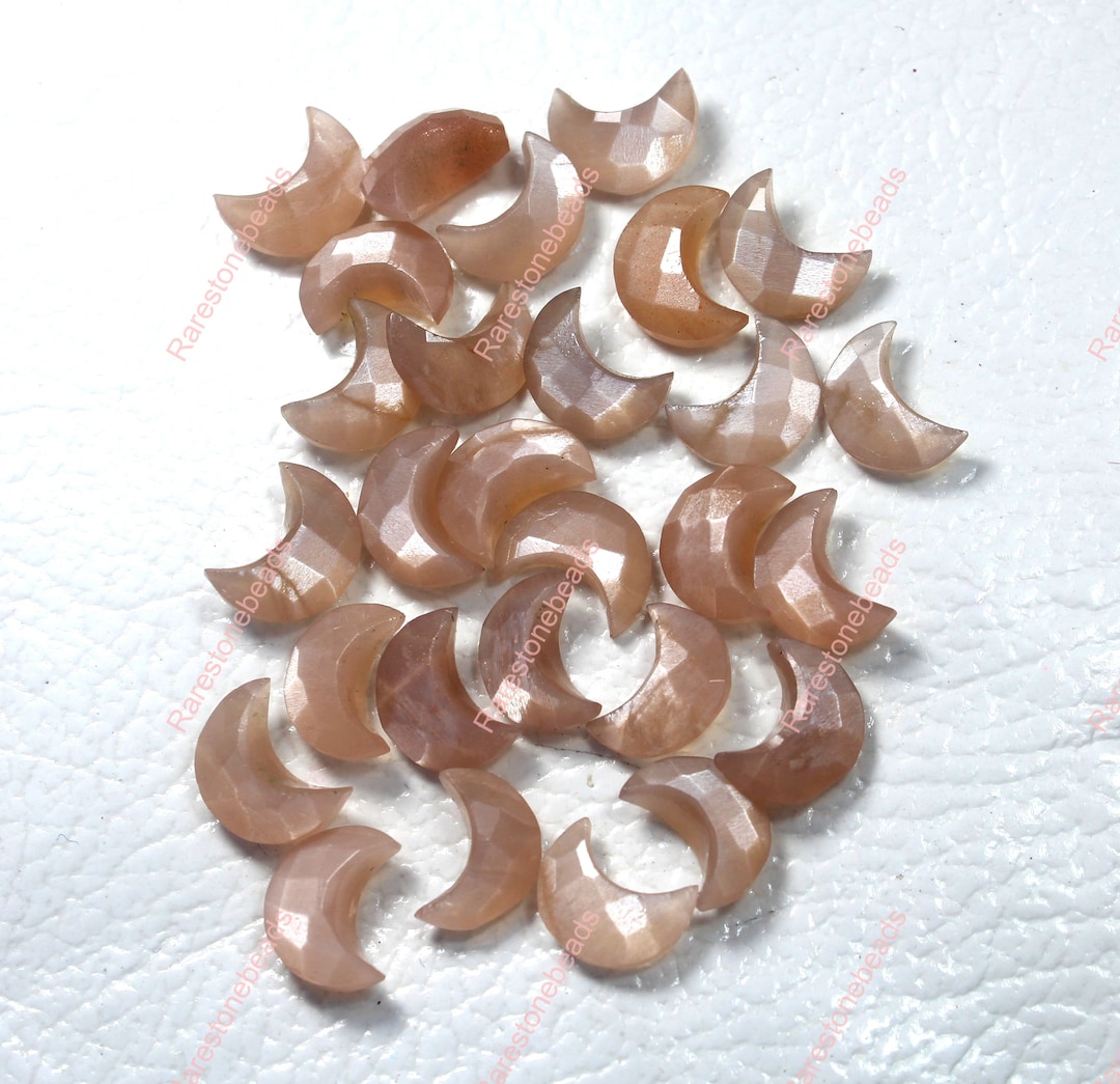 Natural Peach Moon Stone, Moon Shape Stone, Natural Stone Moon ...