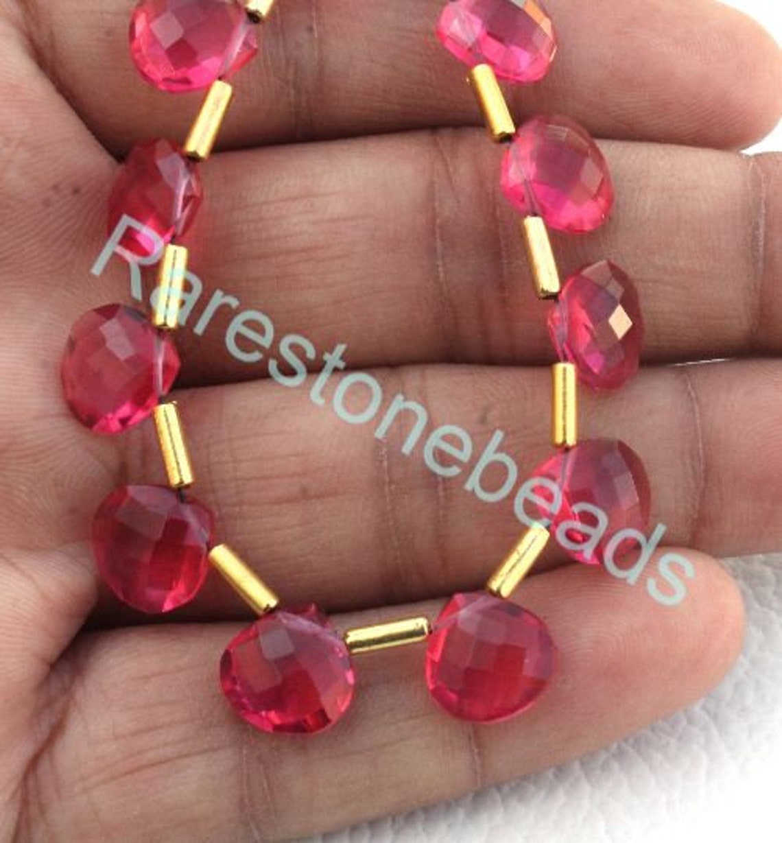 10 Pieces Rubylite Quartz Drilled Gemstone AAA Quality - Etsy