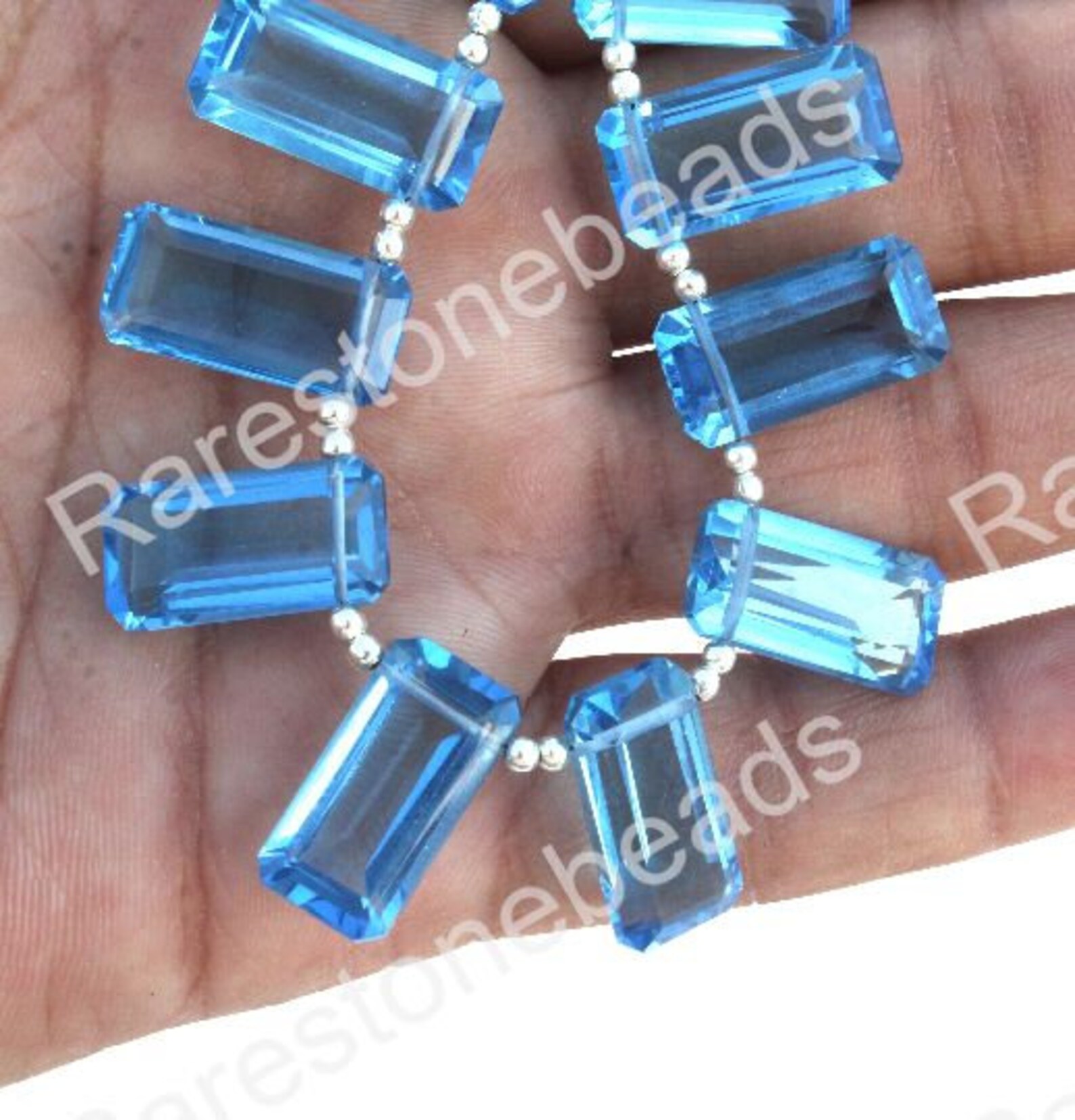10 Pieces Blue Quartz Hydro Gemstone, Drilled Fancy Gemstone, Top ...