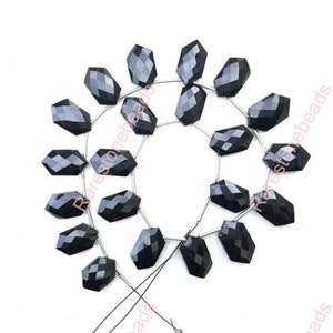 10 Pieces Natural Black Onyx Gemstone, Faceted Gemstone, Top Drilled ...