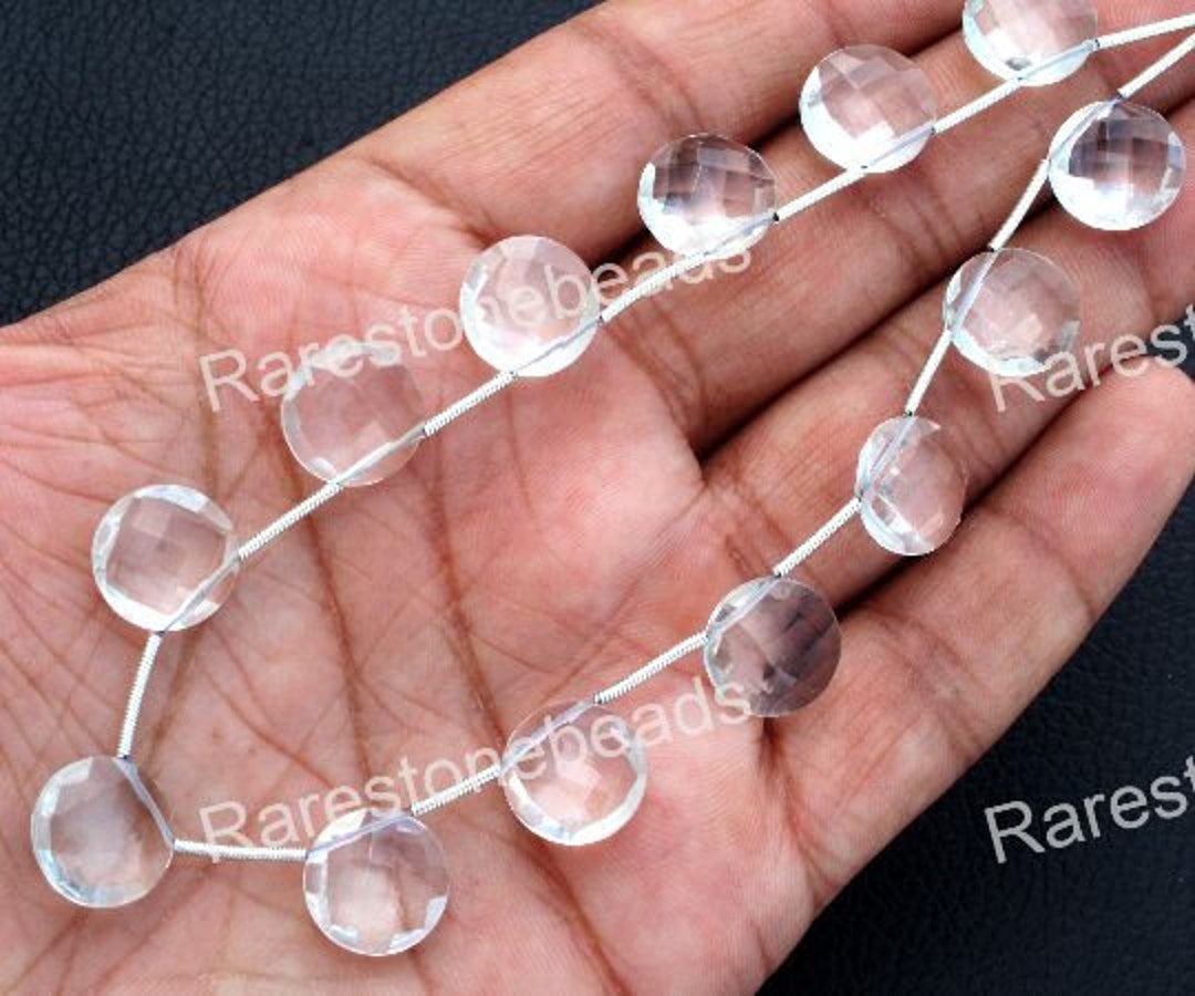 10 Pieces Clear Quartz Faceted Round Shape Gemstone Beads Clear Quartz ...