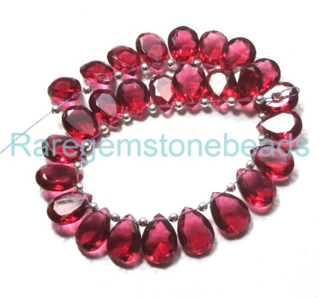 10 Pieces Ruby Lite Quartz Gemstone, Drilled Gemstone, Ruby Gemstone ...